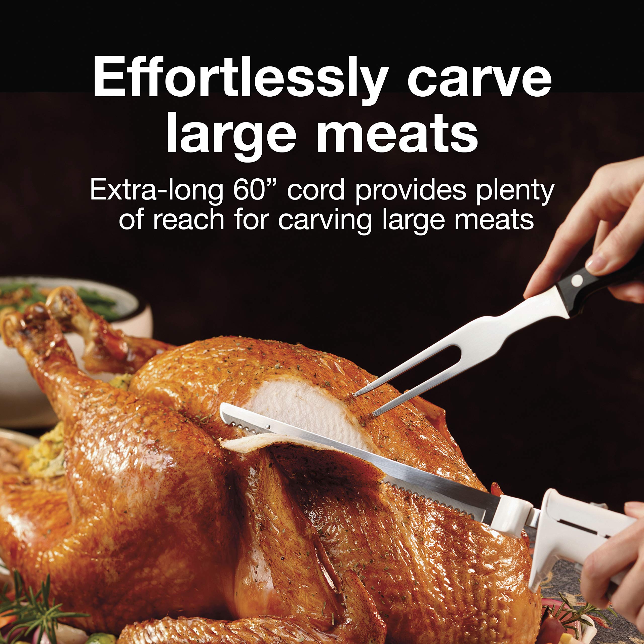 Proctor Silex Easy Slice Electric Knife for Carving Meats, Poultry, Bread, Crafting Foam and More, Lightweight with Contoured Grip, White