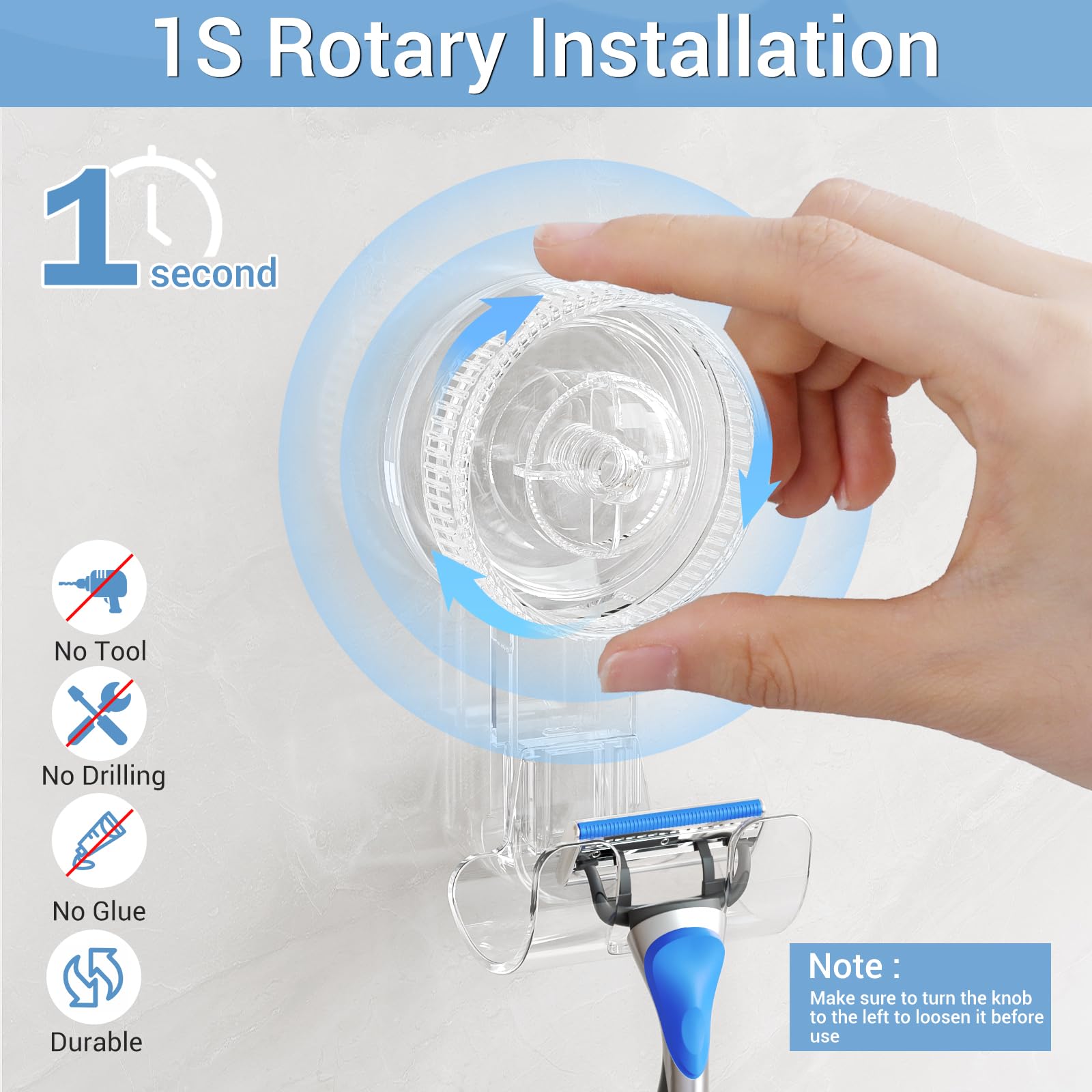 LUXEAR Suction Hooks, 2 Pack Razor Hooks Removable & Reusable Suction Shower Hook Waterproof Powerful Vacuum Suction Hanger for Towel Bathrobe Loofah Bathroom Kitchen Storage Hooks Weather Hanger Hook