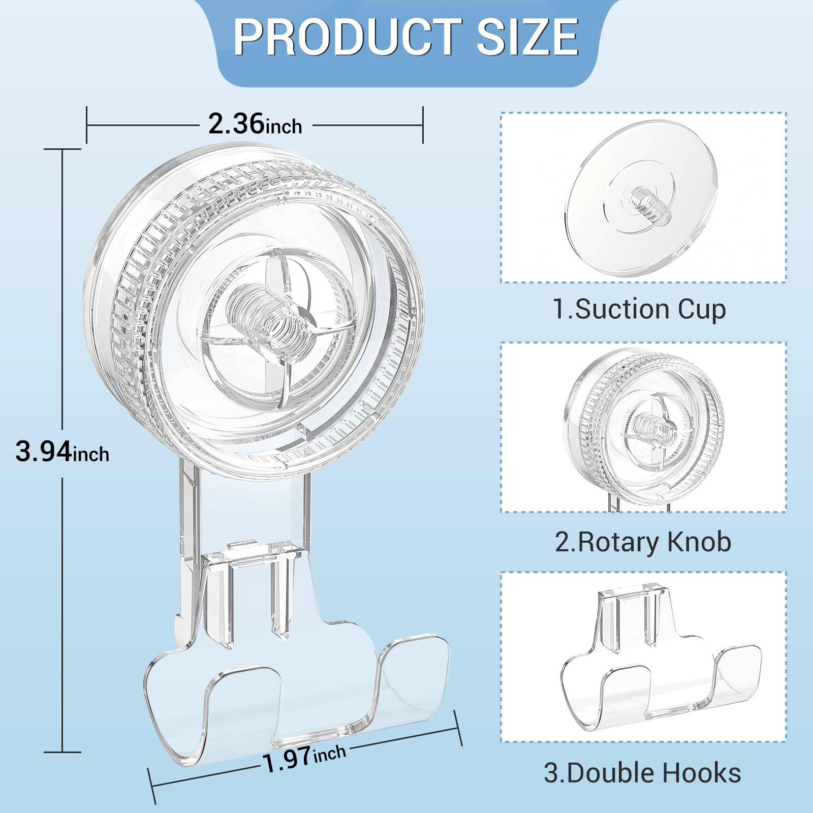 LUXEAR Suction Hooks, 2 Pack Razor Hooks Removable & Reusable Suction Shower Hook Waterproof Powerful Vacuum Suction Hanger for Towel Bathrobe Loofah Bathroom Kitchen Storage Hooks Weather Hanger Hook