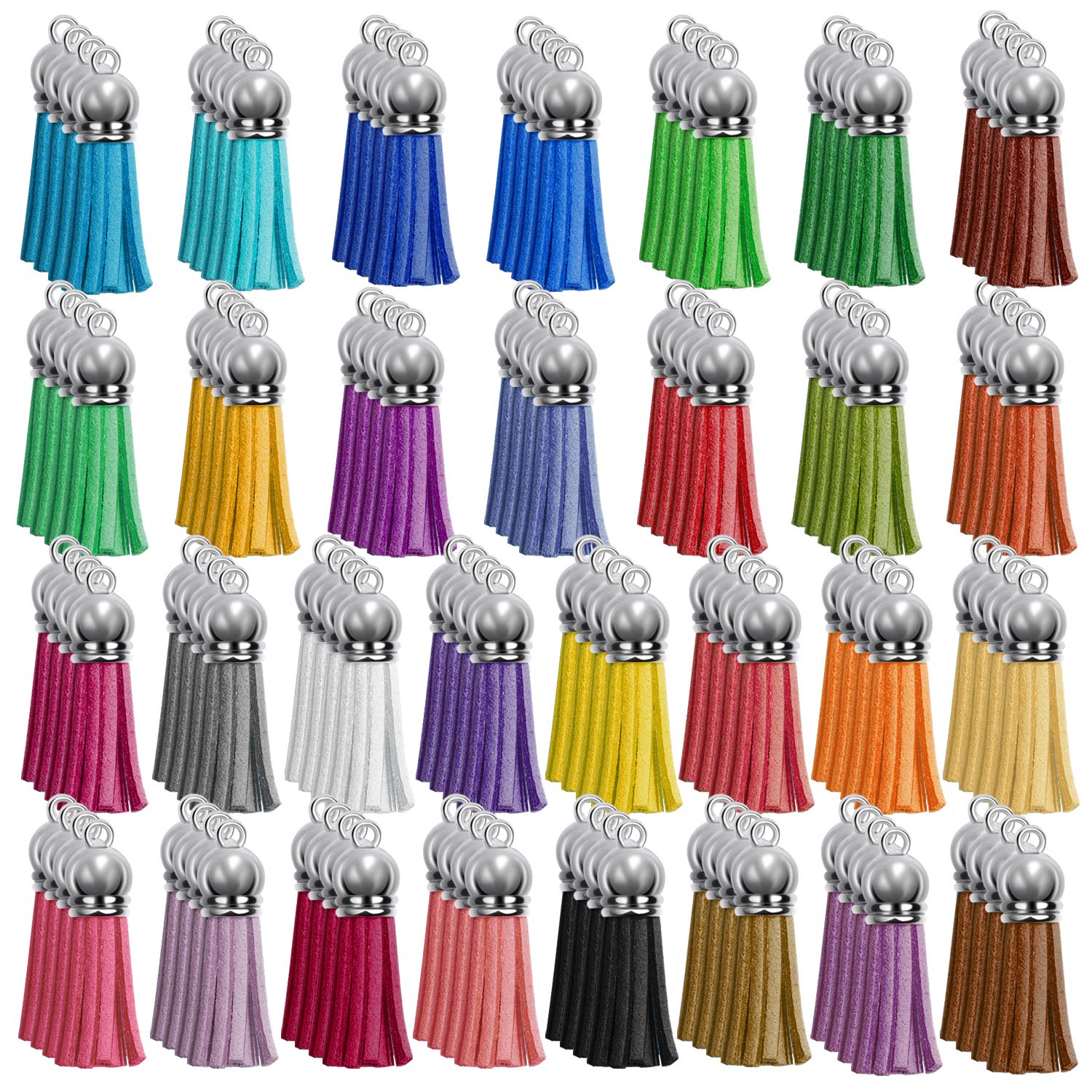 Paxcoo 120Pcs Keychain Tassels Acrylic Keychain Blanks Keychain Rings Bulk for DIY Keychain Key Rings Craft Supplies