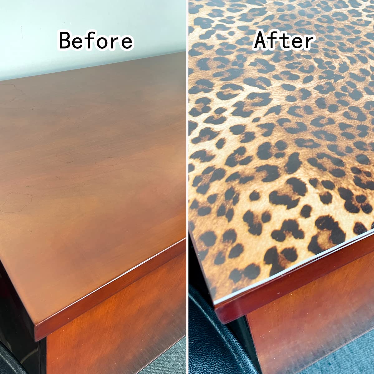 SimpleLife4U Sexy Leopard Print Self-Adhesive Shelf Drawer Liner Moisture Proof PVC Mat 45x300cm