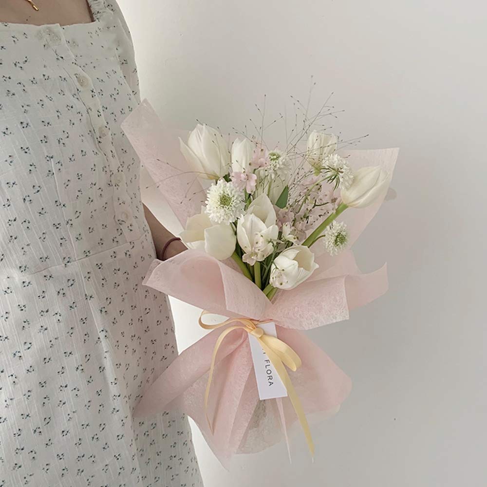 BBJ WRAPS Korean Wrapping Paper Gift Flower Wrapping Cotton Waterproof Bouquet Packaging Tissue Paper Florist Supplies 15 Sheets, 22.8 x 22.8 Inch (Champagne)