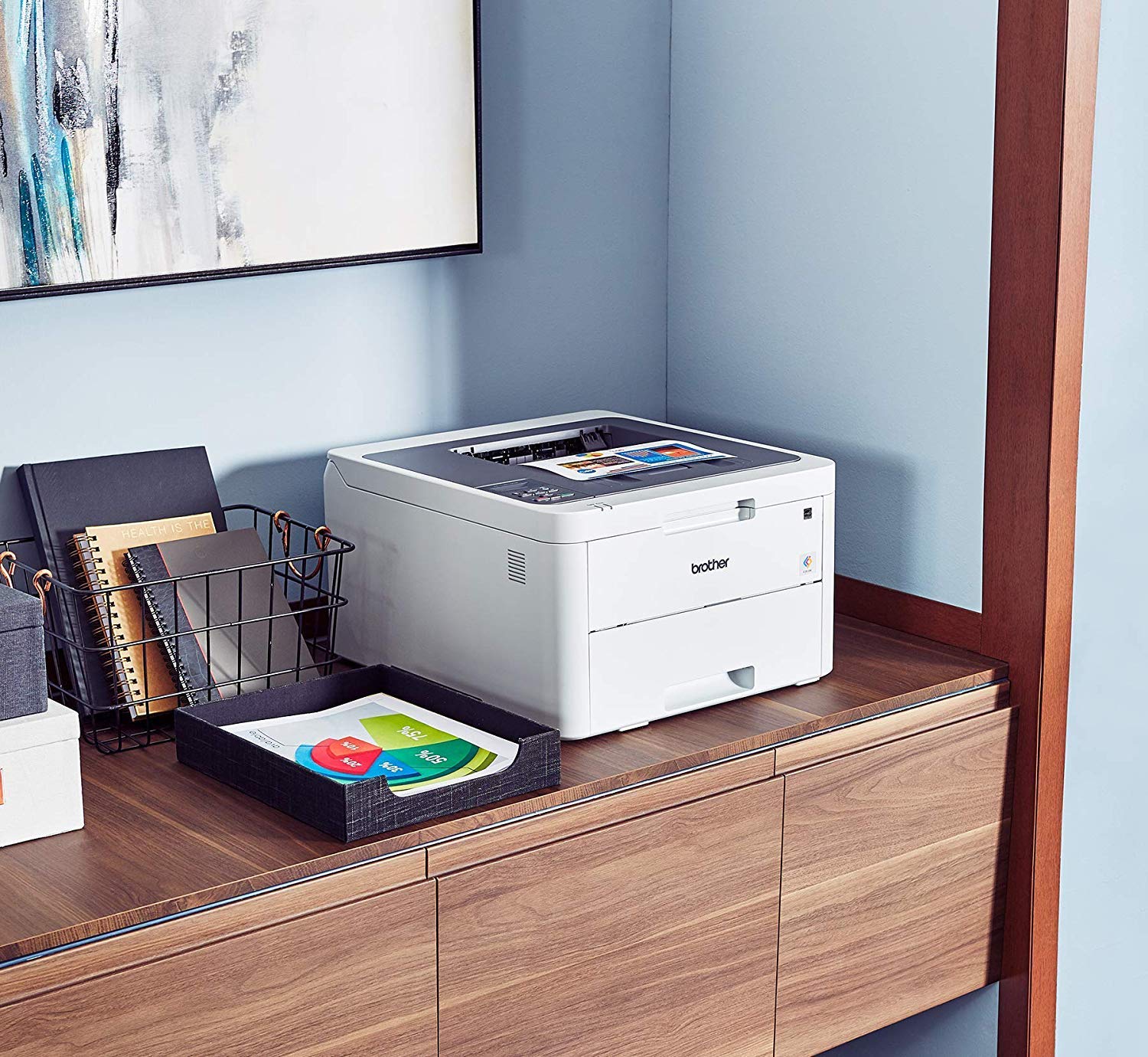 Brother HL-L3210CW Compact Digital Color Printer Providing Laser Printer Quality Results, Built-in Wireless, 250-sheet Paper Tray, 600 x 2400dpi, Works with Alexa, Bundle with JAWFOAL Printer Cable