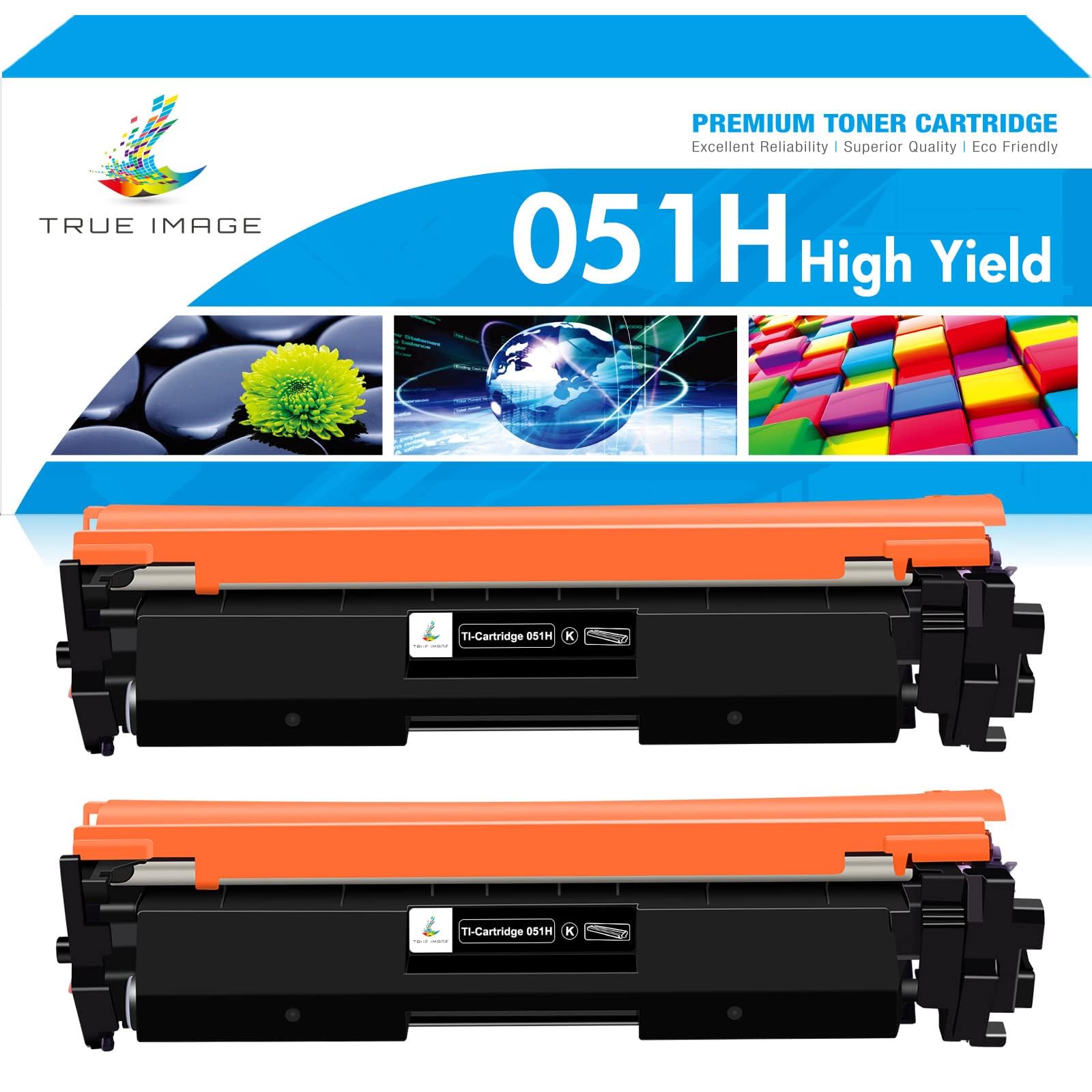 TRUE IMAGE Compatible Toner Cartridge Replacement for Canon 051H 051 MF267dw CRG051 CRG-051 CRG051H ImageCLASS MF264dw MF269dw LBP162dw LBP161dn LBP1692dwkg MF266dn MF263dn Printer (Black 2-Pack)