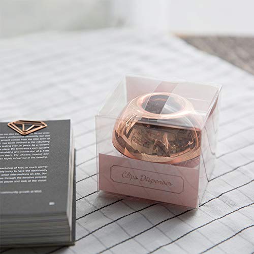 MultiBey NE0600607 Light Luxury Fashion Paper Clips, Rose Gold Edition, In Round Paper Clip Holder With Magnetic Lid, 28 mm, 100 Piece Per Box