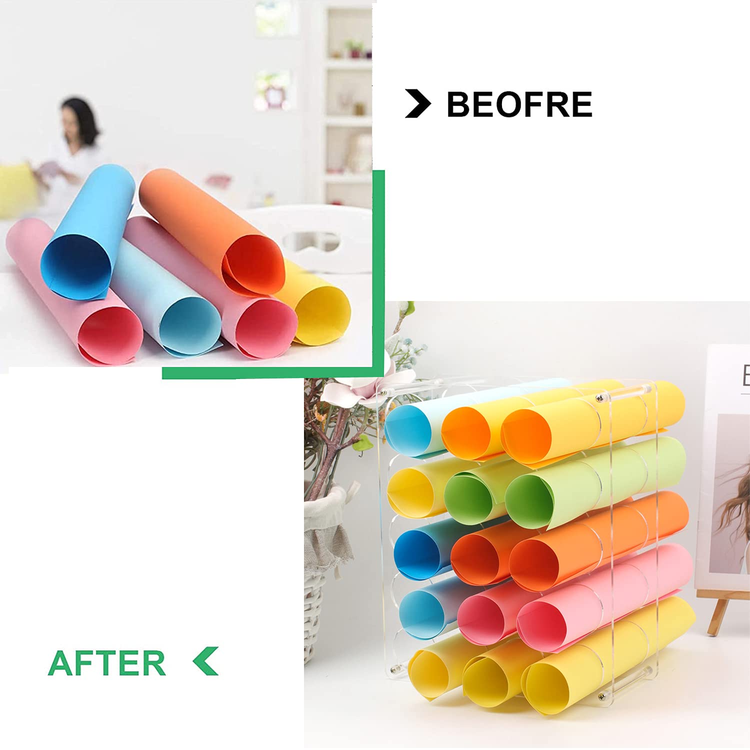 AOFLLU Vinyl Roll Holder, 20-Holes Storage Organizer Acrylic Display Rack, Lightweight Sturdy Roll Keeper Holders for Art Craft Paper Room Decor, 2" Rolls, Clear