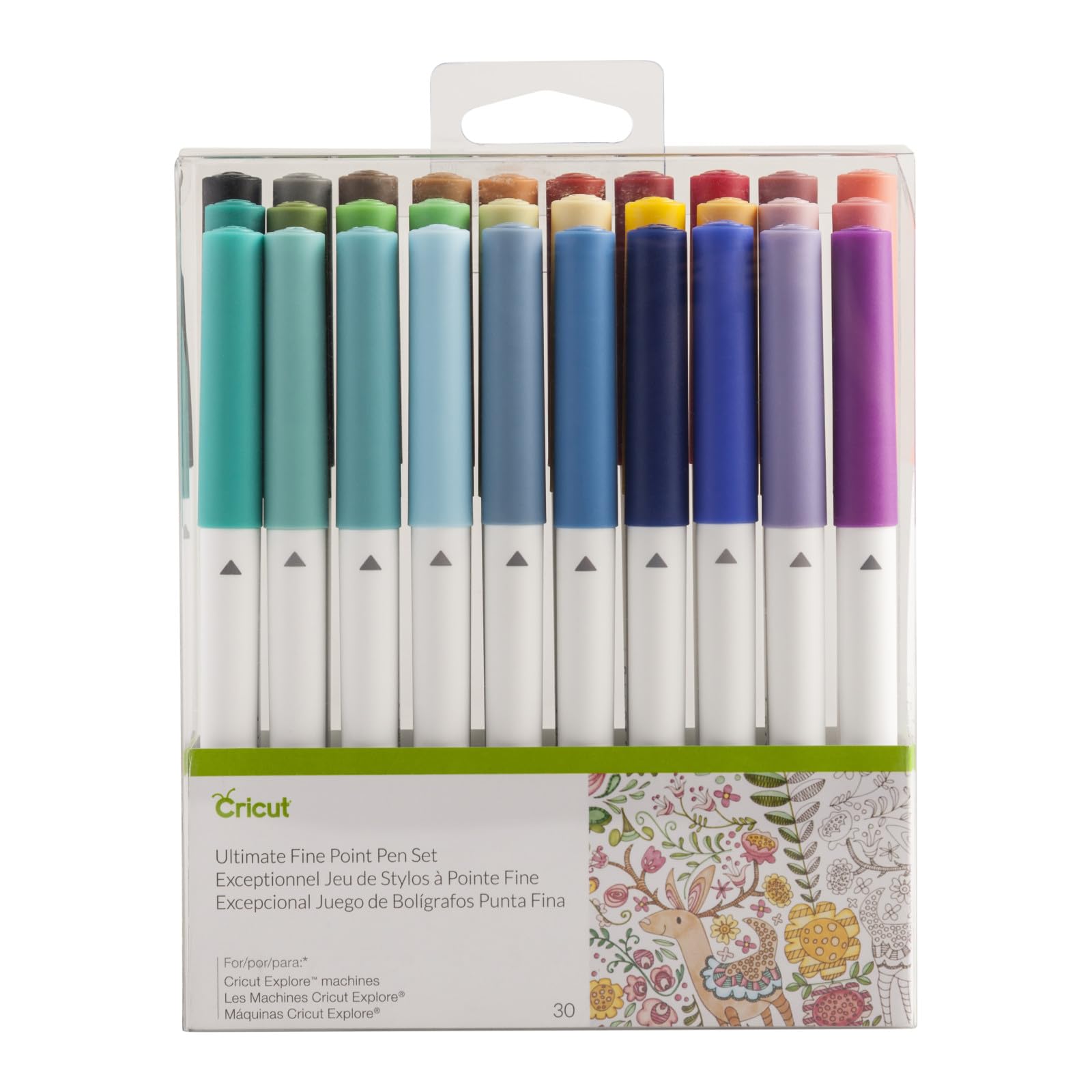 Cricut Ultimate Fine Point Pen Set, 0.4mm Fine Tip Pens to Write, Draw & Color, Create Personalized Cards & Invites, Use with Cricut Maker and Explore Cutting Machines, 30 Assorted Colored Pens