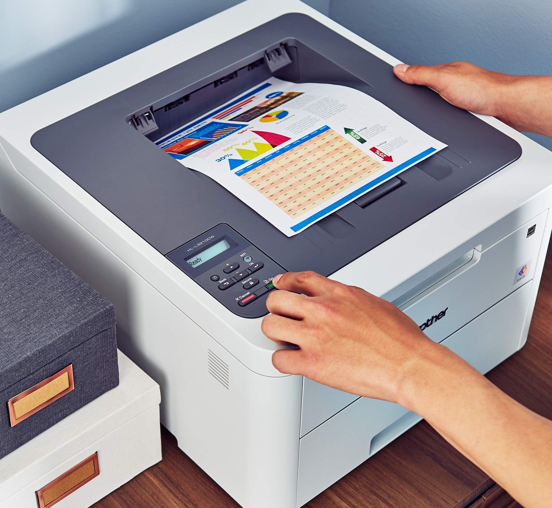 Brother HL-L3210CW Compact Digital Color Printer Providing Laser Printer Quality Results, Built-in Wireless, 250-sheet Paper Tray, 600 x 2400dpi, Works with Alexa, Bundle with JAWFOAL Printer Cable
