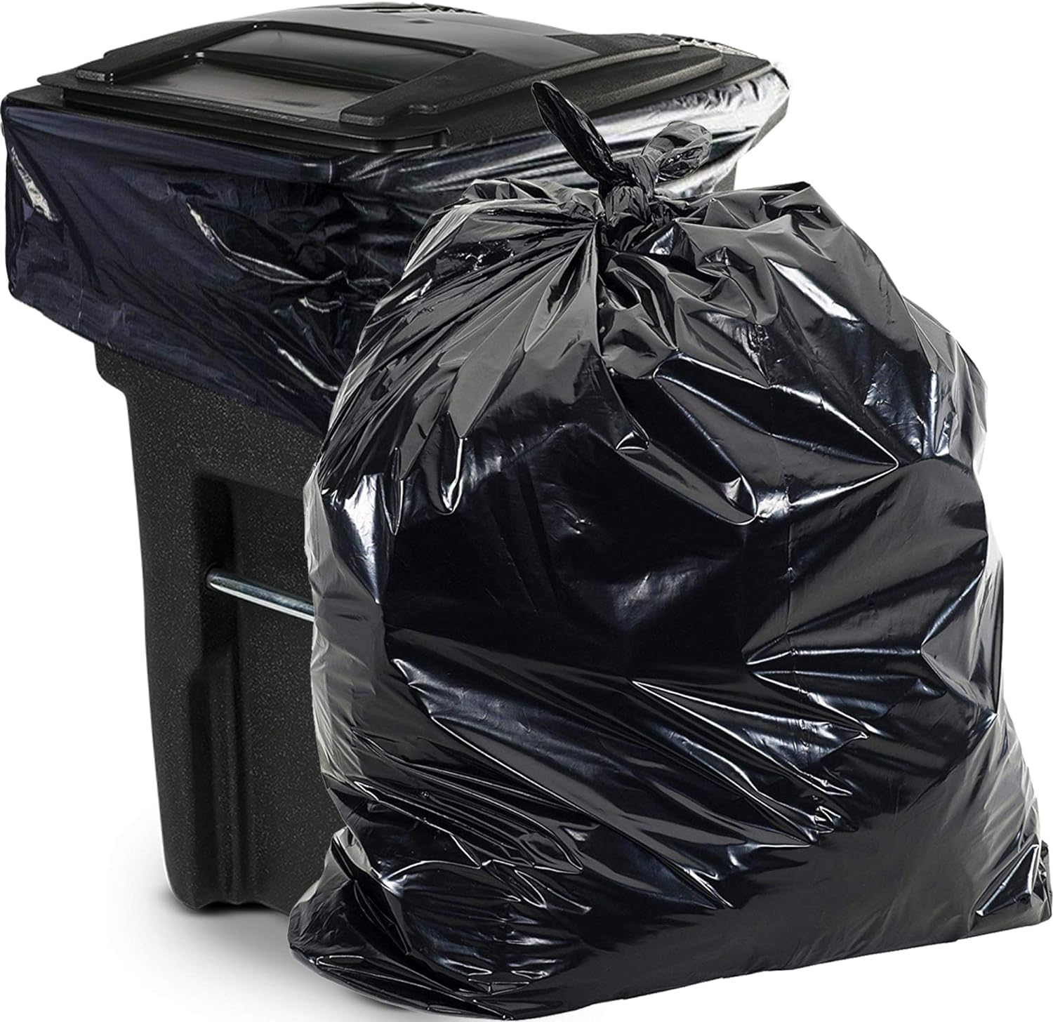 Aluf Plastics 65 Gallon Trash Bags Heavy Duty - (Huge 50 Pack) - 1.5 MIL - 50" x 48" - Large Black Plastic Garbage Can Liners for Contractor, Lawn and Leaf, Outdoor, Storage, Commercial, Industrial