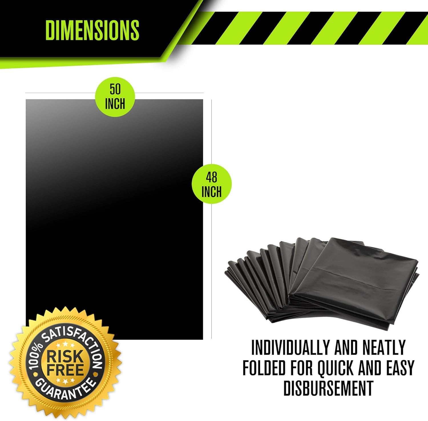Aluf Plastics 65 Gallon Trash Bags Heavy Duty - (Huge 50 Pack) - 1.5 MIL - 50" x 48" - Large Black Plastic Garbage Can Liners for Contractor, Lawn and Leaf, Outdoor, Storage, Commercial, Industrial