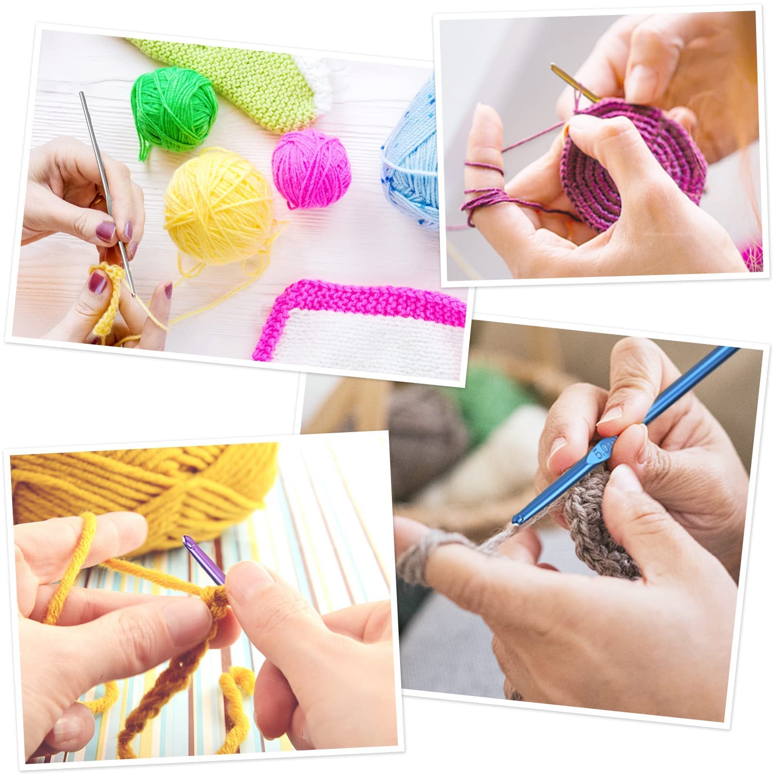 AFSTEE 109Pcs Crochet Hooks Set, Knitting Supplies Crochet Kit for Beginners with Case, Multicolor Aluminum Ergonomic Yarn Knitting Needles Sewing Tools Crochet Accessories