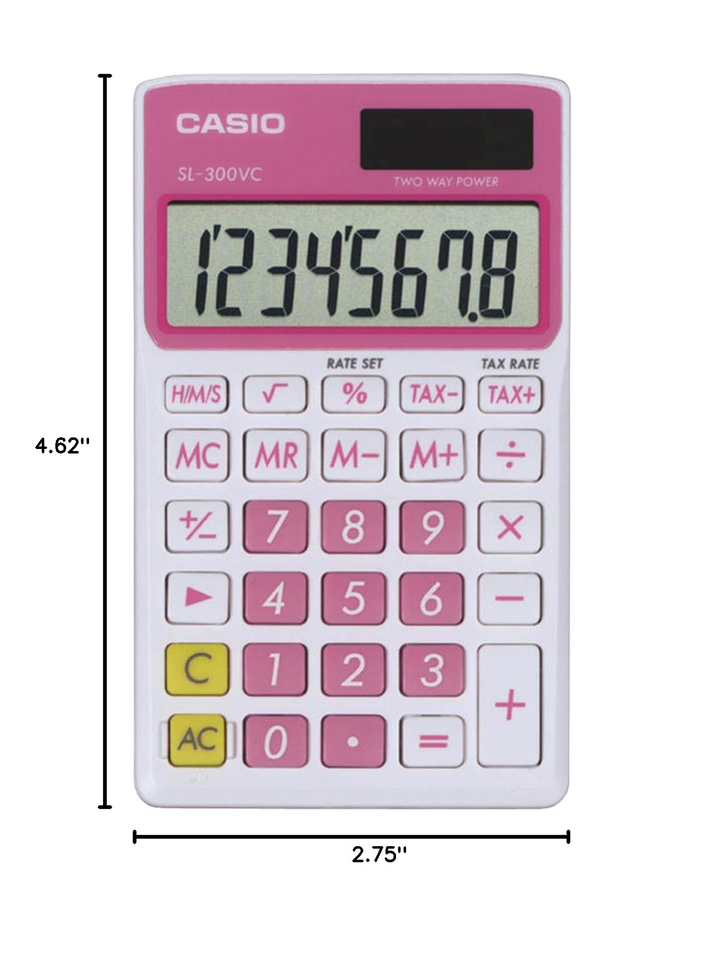 Casio SL-300VC Standard Function Calculator, Pink