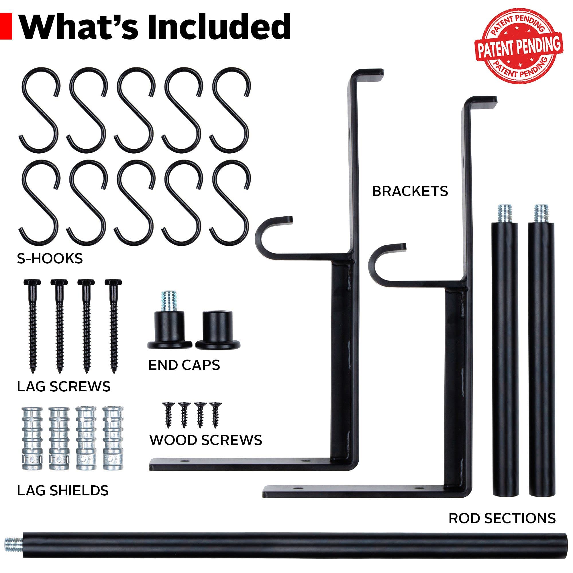 Mildenhall Hanging Pot Rack 3-in-1 Size Options - Wall Mount Cookware Organizer Rack - Sturdy Steel Construction - Farmhouse Style Kitchen Storage For Pots, Pans, Utensils (Board Not Included)