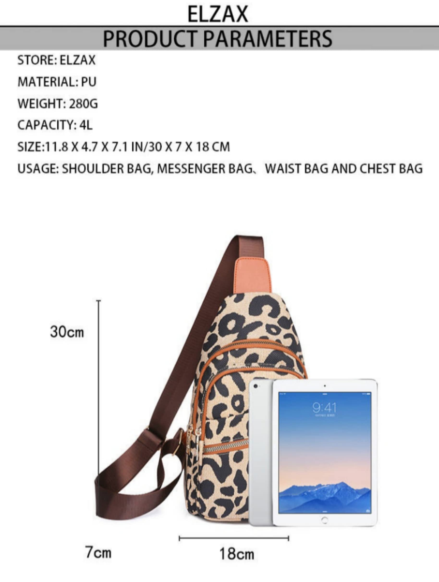 OANEXX Leopard Print Chest Bag for Women Letter Print Crossbody Sling Backpack with Wide Strap Multipurpose Fanny Daypack (leopard print)