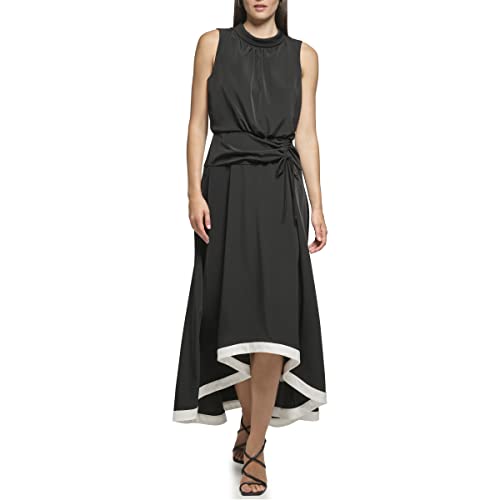 Karl Lagerfeld Paris Women's Blak High-Low Maxi Dress, Black Soft White, 2
