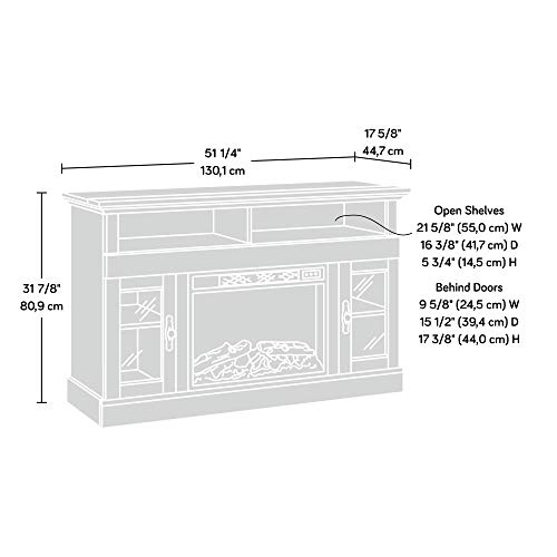 Sauder Barrister Lane Media Fireplace, for TVs up to 60", Salt Oak finish