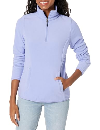 Amazon Essentials Women's Classic-Fit Long-Sleeve Quarter-Zip Polar Fleece Pullover Jacket - Discontinued Colors, Lilac, Large