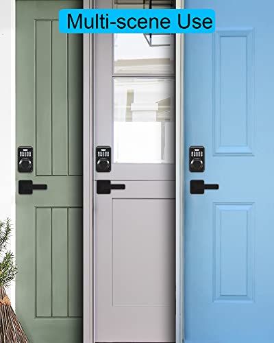 Keyless Entry Door Lock with 2 Handles, Zowill Electronic Keypad Deadbolt, Auto-Locking, Anti-Peeping Password, Digital Smart Code Door Lock, Front Door Handle Sets, Matte Black