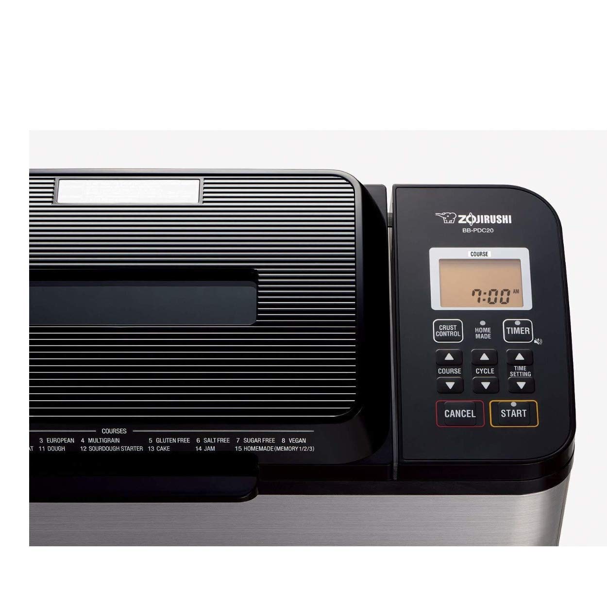 Zojirushi BB-PDC20BA Home Bakery Virtuoso Plus Breadmaker, 2 lb. loaf of bread, Stainless Steel/Black