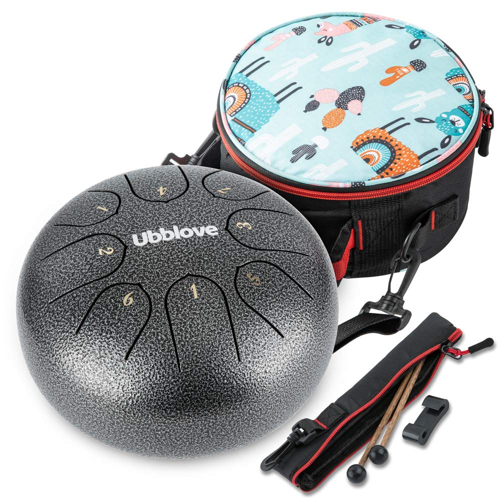 Ubblove Steel Tongue Drum for Kids: 8 Notes 6 Inches Key of C Metal Steel Drums Instrument with Bag for Meditation, Yoga, musical education, zen tone (Silver)