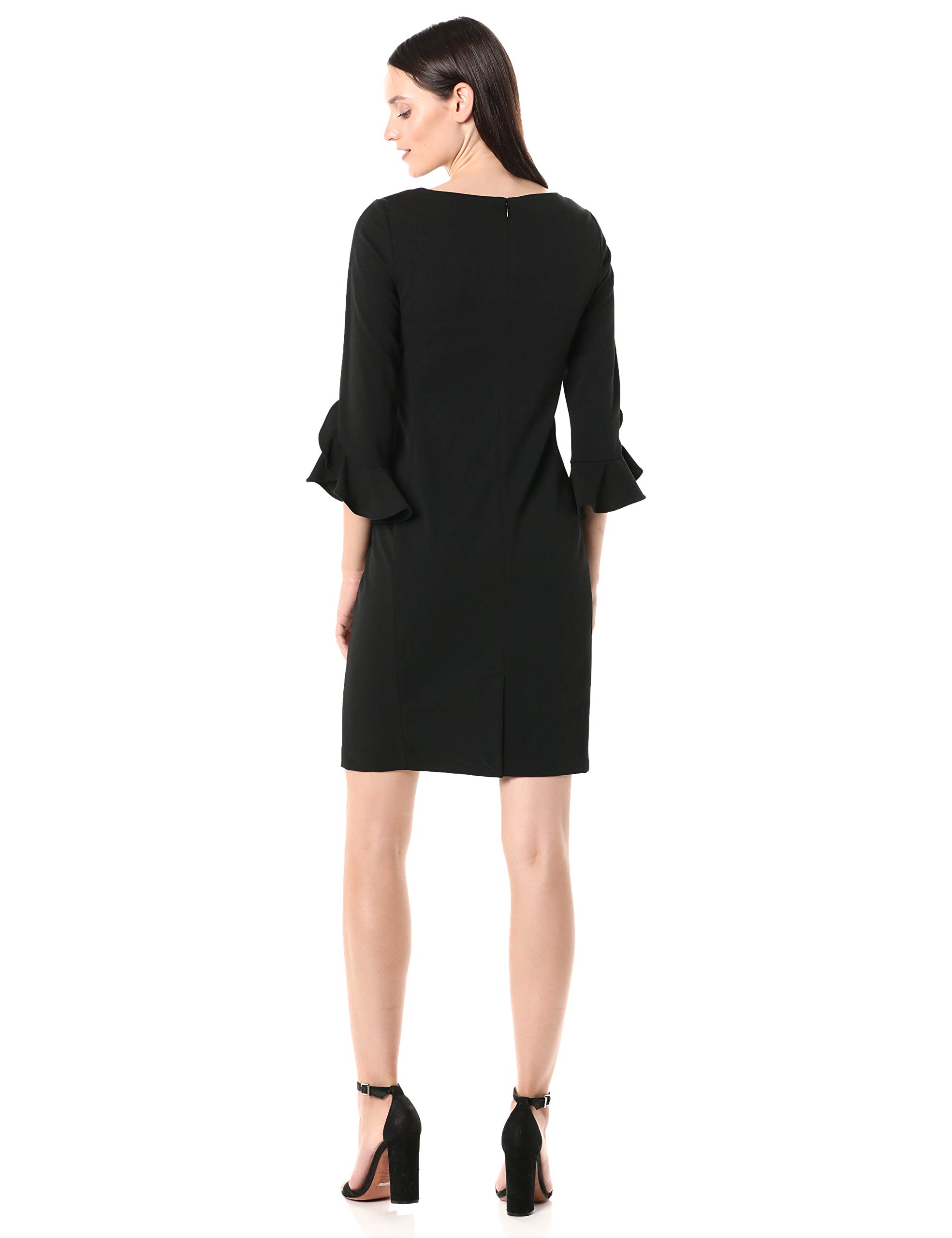 Karl Lagerfeld Paris Women's Tulip Sleeve Crepe Dress, Dark Black, 0