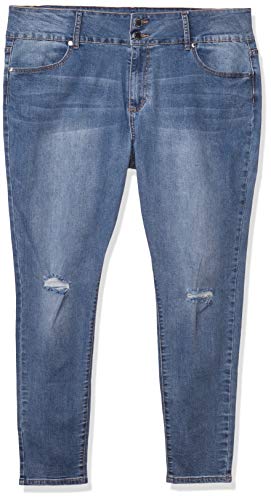 City Chic Women's Plus Size PEAR Shape RIP Detailed Jeans, MID Denim, 24