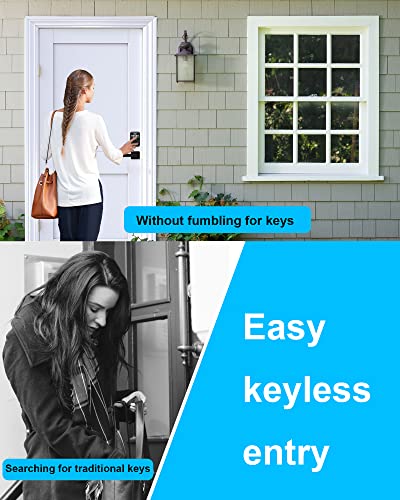 Keyless Entry Door Lock with 2 Handles, Zowill Electronic Keypad Deadbolt, Auto-Locking, Anti-Peeping Password, Digital Smart Code Door Lock, Front Door Handle Sets, Matte Black