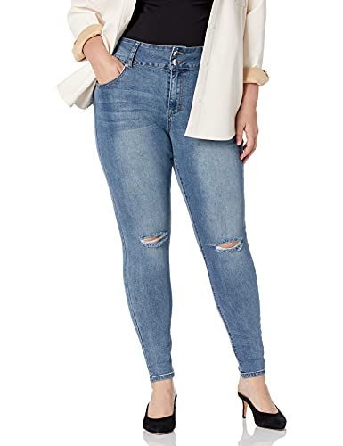 City Chic Women's Plus Size PEAR Shape RIP Detailed Jeans, MID Denim, 24