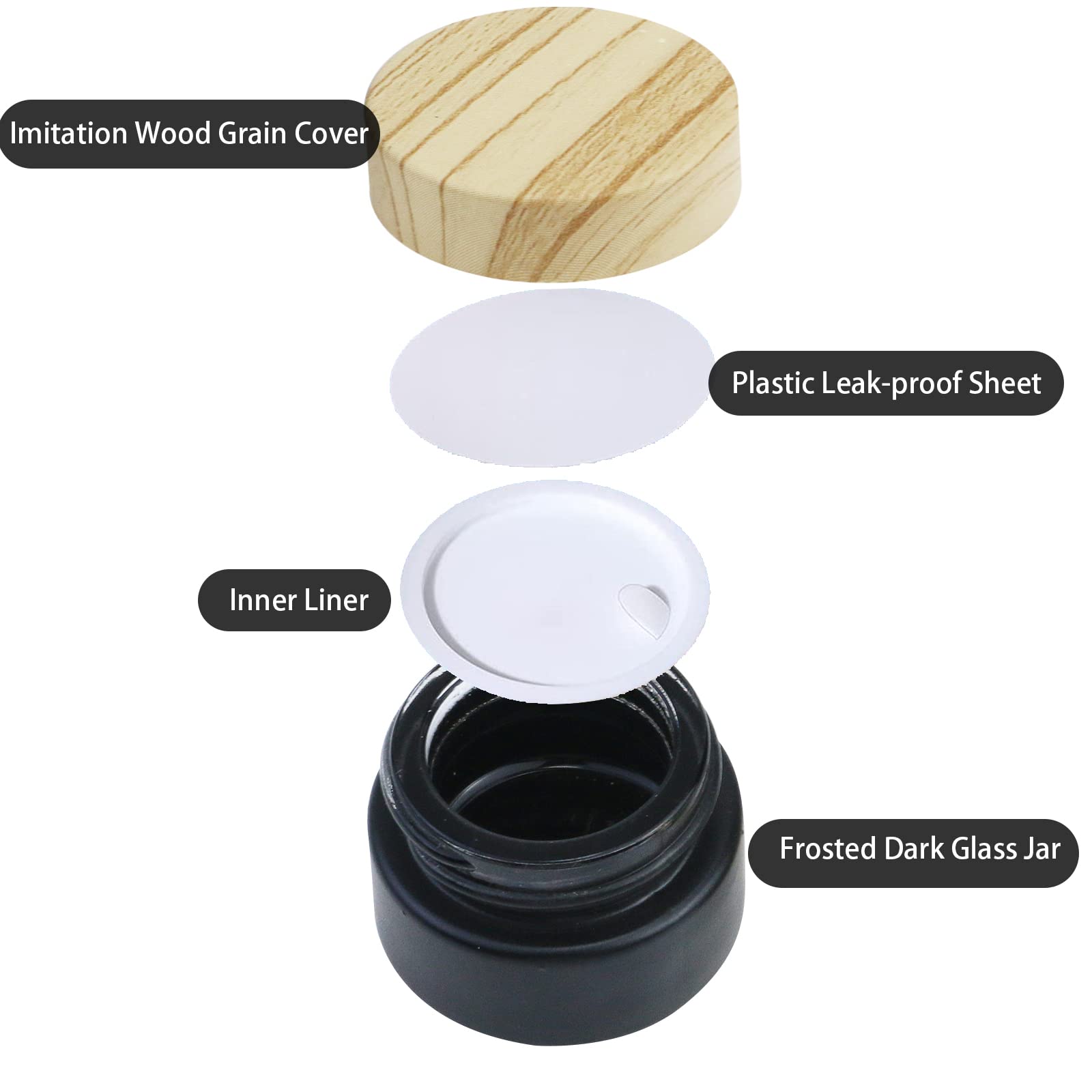 Tighall Small Empty Black Glass Cosmetic Containers with Lids Round Frosted Travel Jars with Inner Liners Sample Jars Refillable Cosmetic Container Bottles for Lotions Sample Eye Creams (3 PACK, 5g)