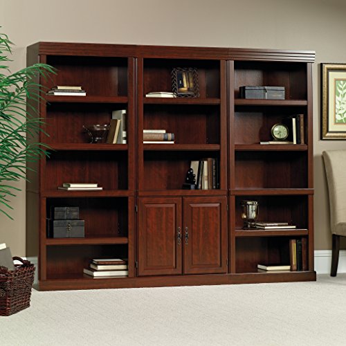 Sauder 2-Shelf Bookcase, Select Cherry Finish & Heritage Hill Library with Doors, Classic Cherry Finish