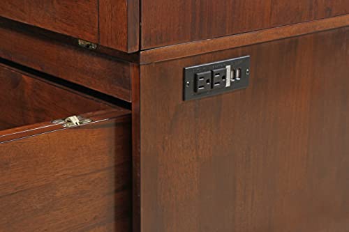 Murphybedz Tuscany Murphy Cabinet Chest Bed with Charging Station 6 Inch, Queen (Tobacco)