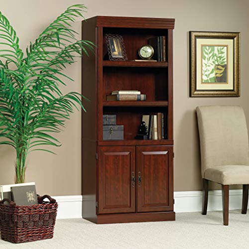 Sauder 2-Shelf Bookcase, Select Cherry Finish & Heritage Hill Library with Doors, Classic Cherry Finish