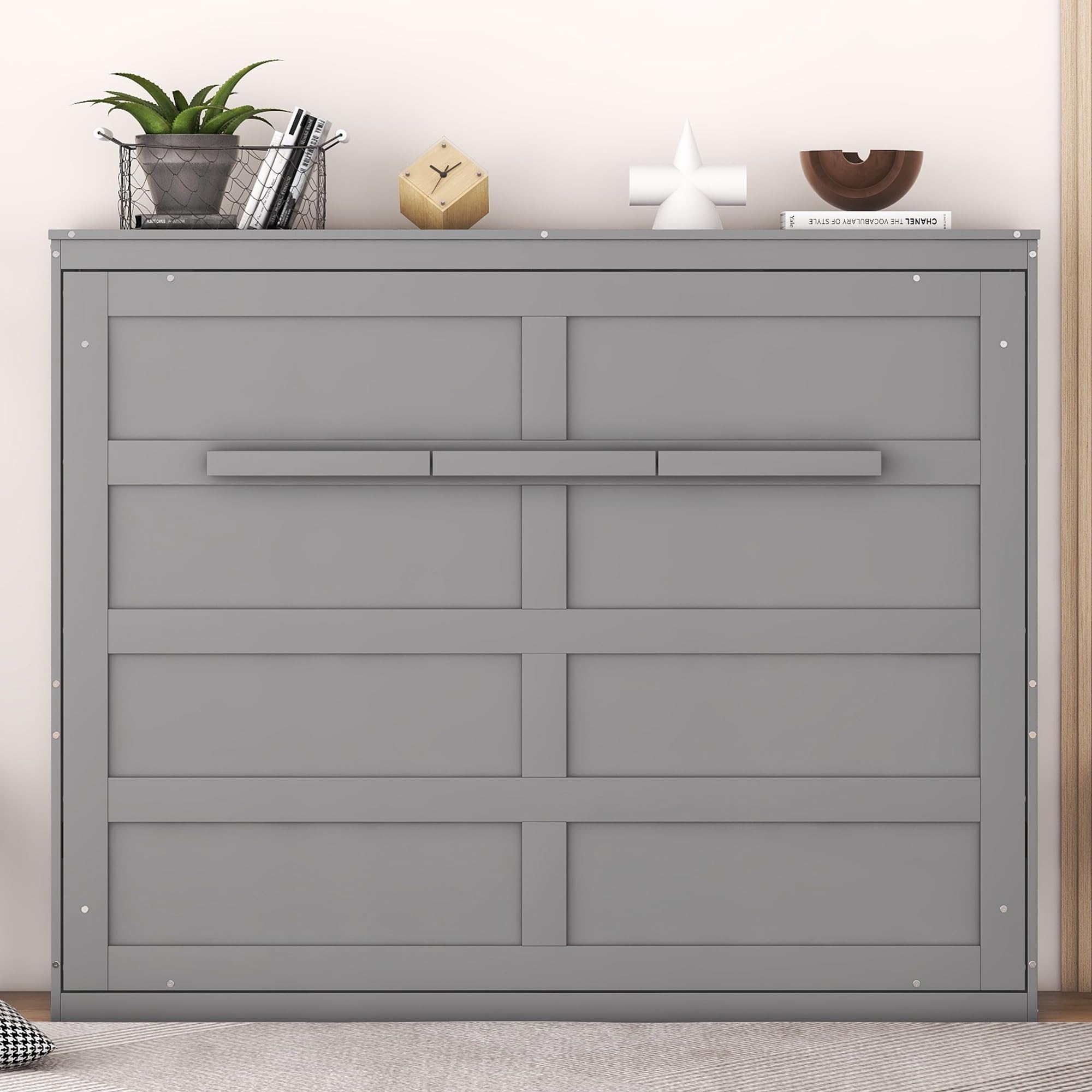Harper & Bright Designs Full Size Murphy Bed, Wall Bed Full Platform Bed, No Box Spring Needed, Gray