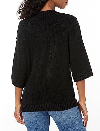 KARL LAGERFELD PARIS Women's Everyday 3/4 Sleeve Sweater, Black, Small