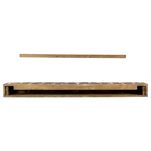 Country Living Wood Fireplace Mantel Shelf - Bodie 60 Inch Mocha Finish | Rustic Hand-Hewn and Distressed Pine Beam with Worn, Reclaimed Log Look; for Fireplaces, Hearths & Décor