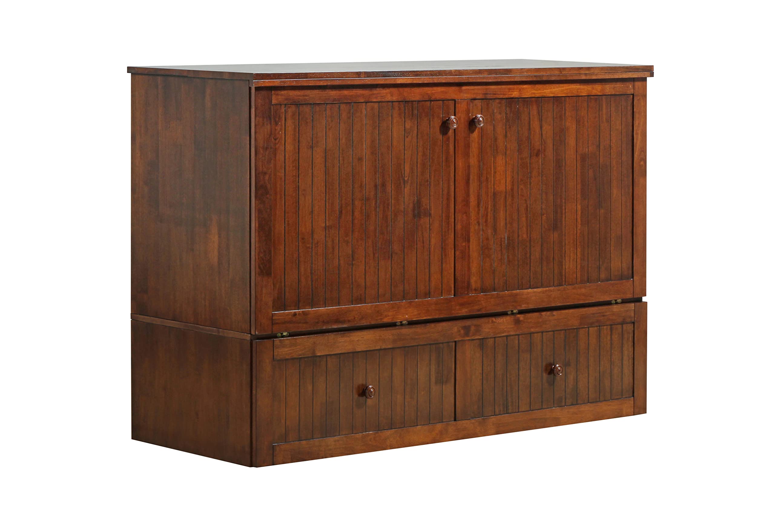 Murphybedz Tuscany Murphy Cabinet Chest Bed with Charging Station 6 Inch, Queen (Tobacco)