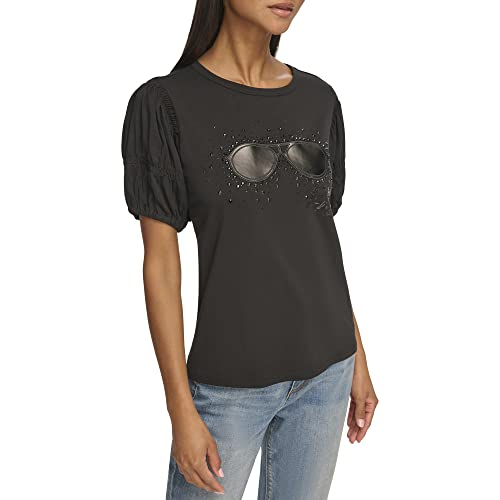 Karl Lagerfeld Paris Women's Casual Sunglass Top Logo, Black
