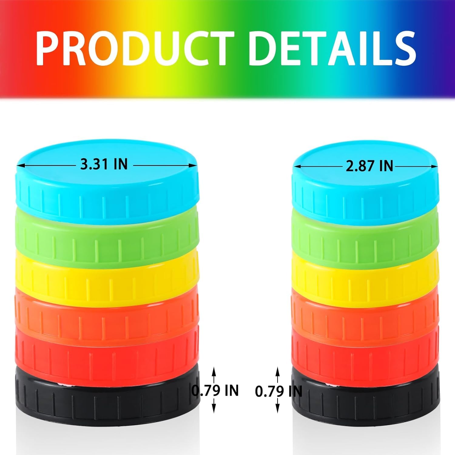 Tixill 20 Pcs Plastic Mason Jar Lids 10 Regular Mouth 2.87 * 0.79 Inch & 10 Wide Mouth 3.31 * 0.79 Inch Bottle Storage Caps Sealing Cap with Silicone Sealing Ring for Canning Jars