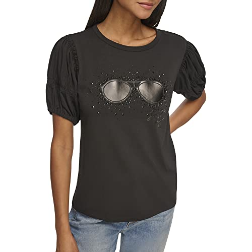 Karl Lagerfeld Paris Women's Casual Sunglass Top Logo, Black