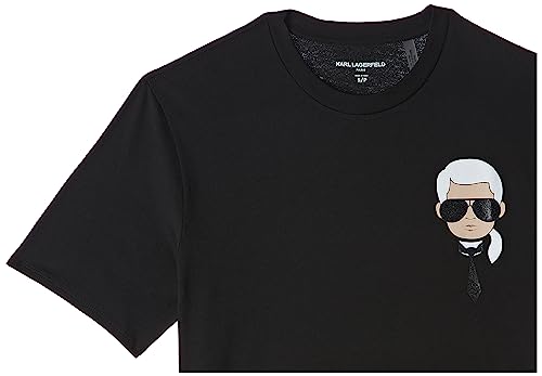 Karl Lagerfeld Paris mens Classic Karl Character Short Sleeve Crew Neck T-shirt T Shirt, Black, Medium US
