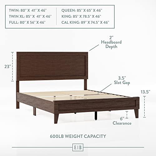 Edenbrook Delta Queen Bed Frame with Headboard – Wood Platform Bed Frame - Wood Slat Support- No Box Spring Needed - Compatible with All Mattress Types - Rustic Mahogany