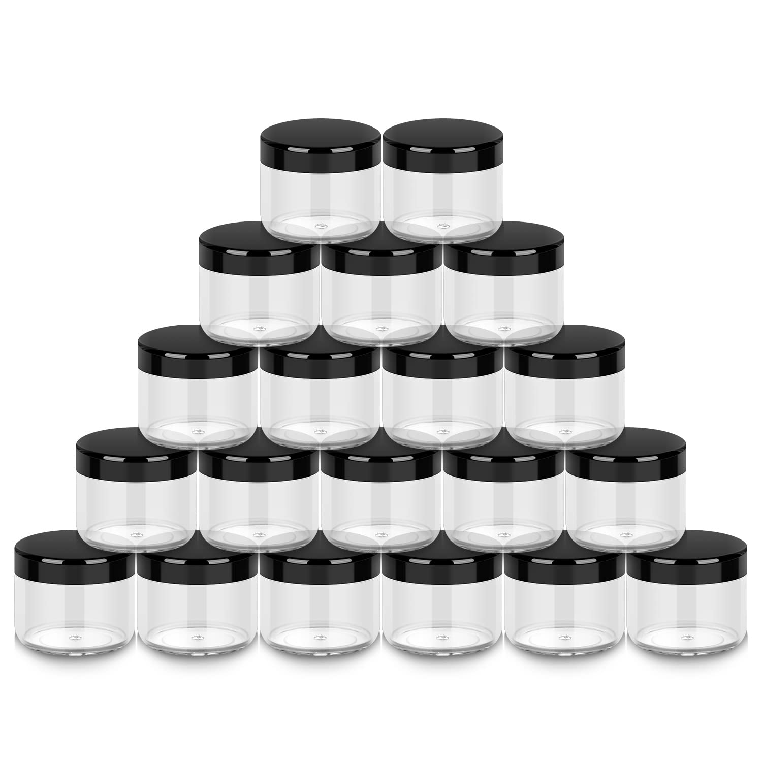 Household 0.7oz Plastic Jars with Lids, 20 Pack BPA Free, Reusable, Refillable Transparent Cosmetic Containers for Bath Salts, Cosmetics, Powders, Beauty Product and Small Accessories
