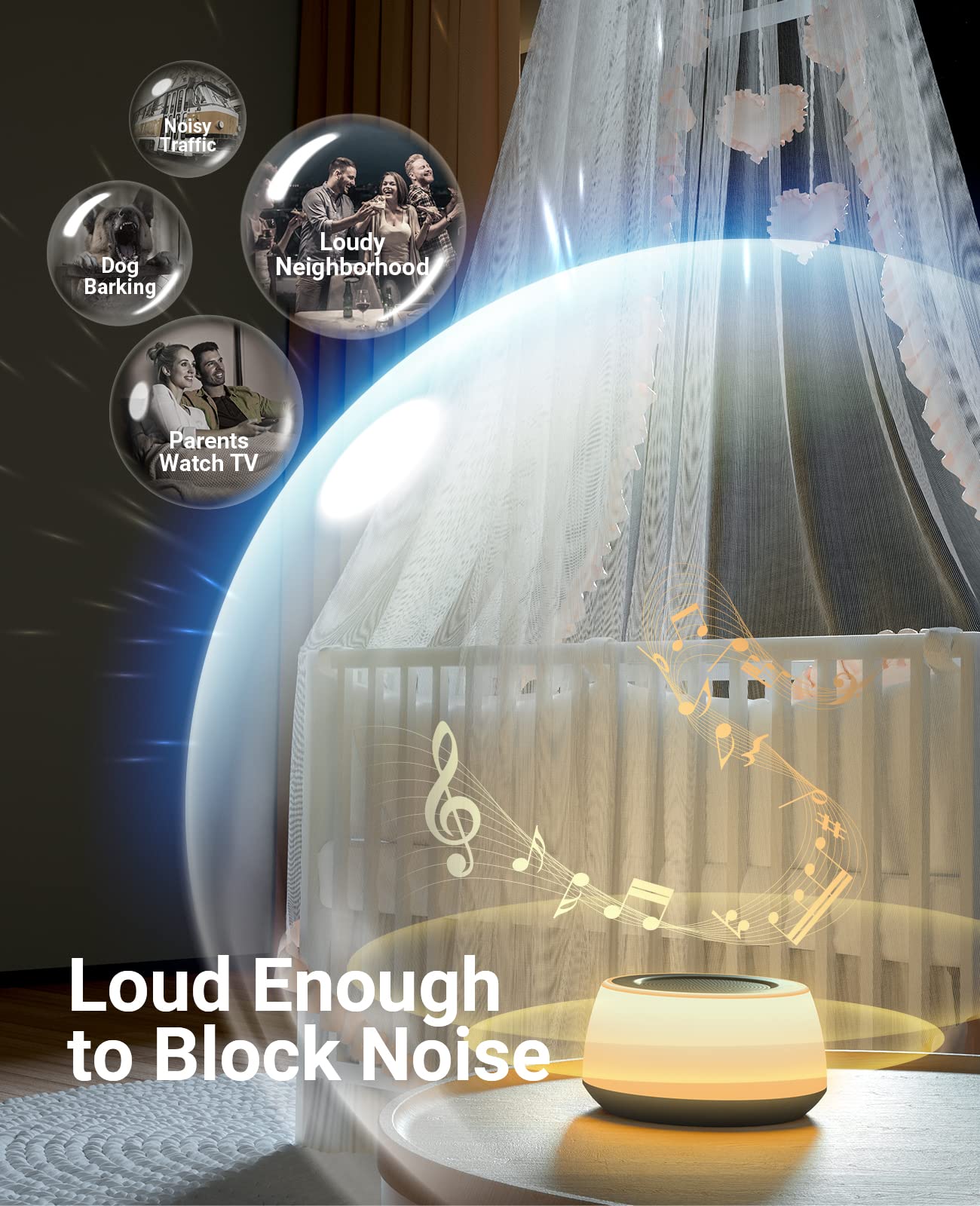Jack & Rose White Noise Machine Baby, Baby Sound Machine Kids with Night Light, Portable White Noise Machine for Sleeping
