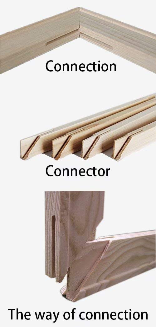 Aksuo 16x20 inch Wooden Frame Canvas Stretcher Bars with Thumb Tacks for Oil Painting and Paint by Numbers (4 Strips) (40x50cm)
