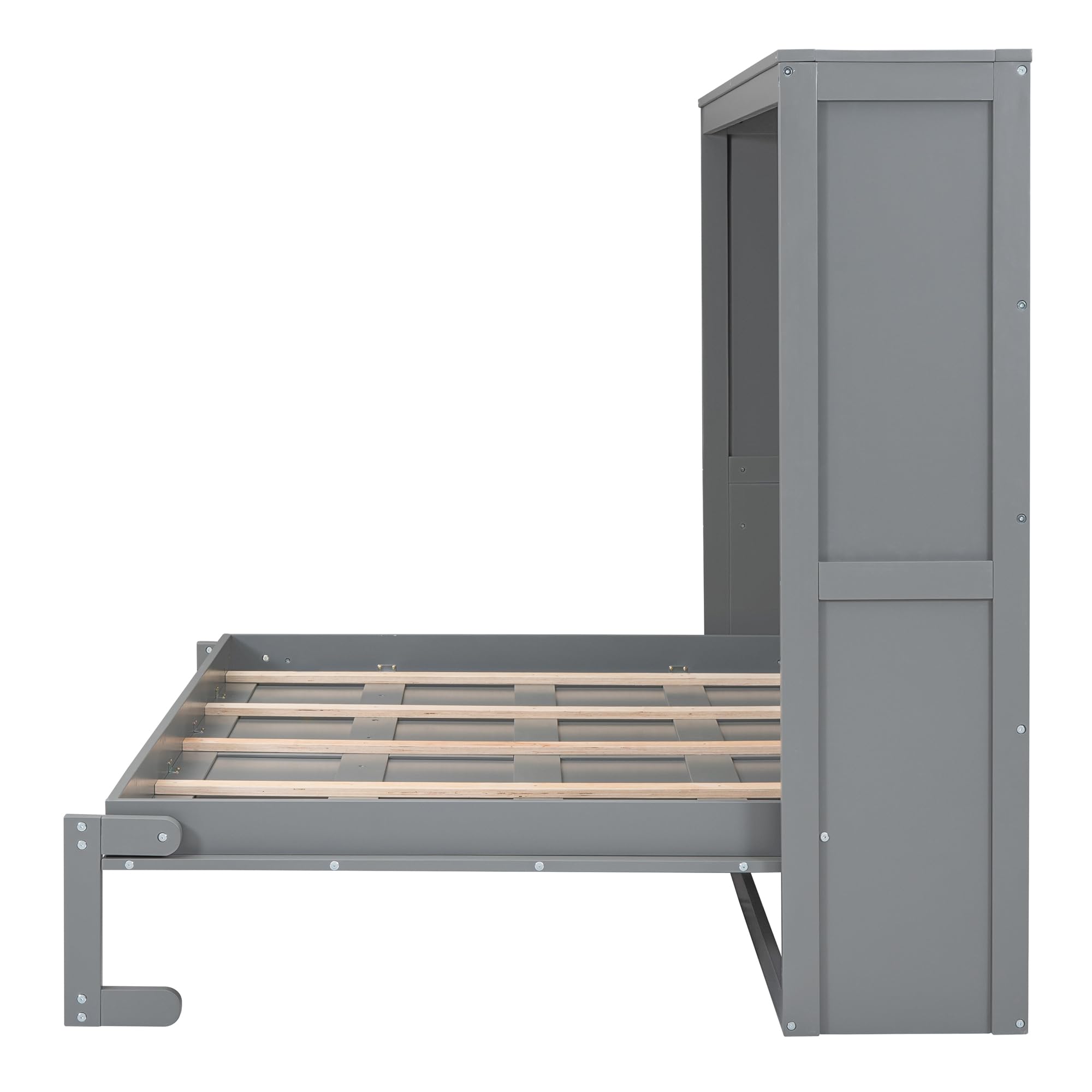 Harper & Bright Designs Full Size Murphy Bed, Wall Bed Full Platform Bed, No Box Spring Needed, Gray