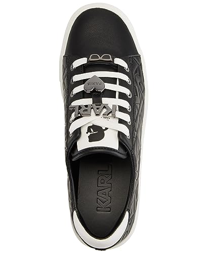Karl Lagerfeld Paris Women's Cate Box Lace Up Sneaker, Black/Bright White, 7.5