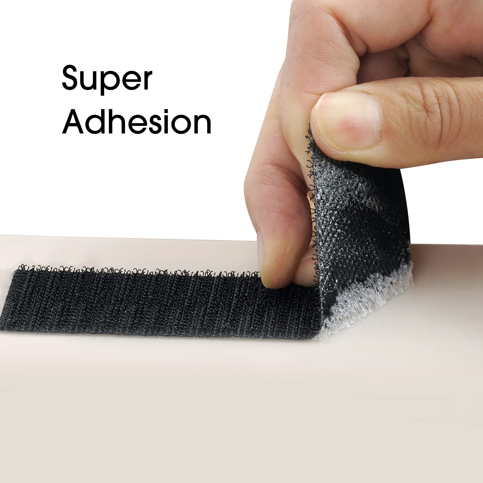 Hook Loop Strips with Adhesive - Melsan Industrial Strength Sticky Back Fasteners Hook and Loop Tape for Mounting, Hanging, or Organizing Items Indoors or Outdoors | Black, 12 Pairs 1x7 Inch