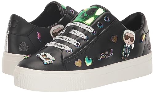 Karl Lagerfeld Paris Cate Shoes β Sneakers for Women with Iconic KLP Pins, Deep Black, 5