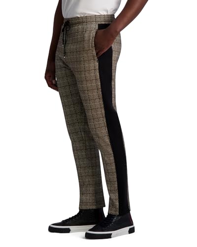 Karl Lagerfeld Paris Men's Track Pant, Brown Plaid