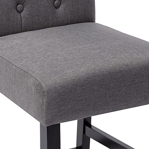 LSSPAID Bar Stools Set of 2, 24 inch Fabric Counter Height Bar Stools, Kitchen Island Wood Bar Chairs, Solid Wood Legs Barstools, Grey